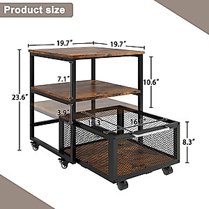 PUNCIA 19.7x19.7in Mini Fridge Stand with Storage and Wheels Heavy Duty Mini Fridge with 4 Lockable Wheels Table Beverage Refrigerator Stand for Coffee Bar Fridge Car for Office Home Bedroom Dorm