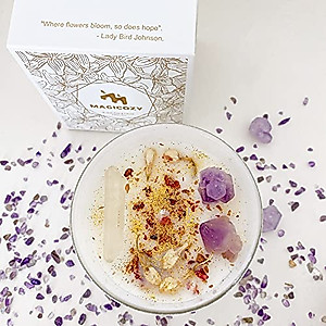 Luxury Candles, Scented Candles Giftbox with Natural Crystals, English Pear & Freesia, Aromatherapy Candles for Holiday Gifts, Home Decor, Wedding Favors and Party Decor