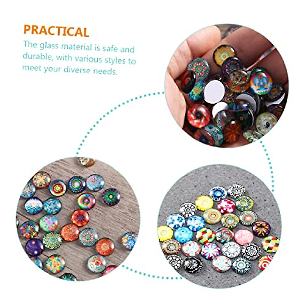 VILLCASE 200 pcs Gem Patch Mosaic Tile Jewelry Making Supplies Magnet Beads Beads DIY Domed Gemstone Patch Ear peircing kit Halloween Jewelry Gems Patch Glass 3D hat for Shoes