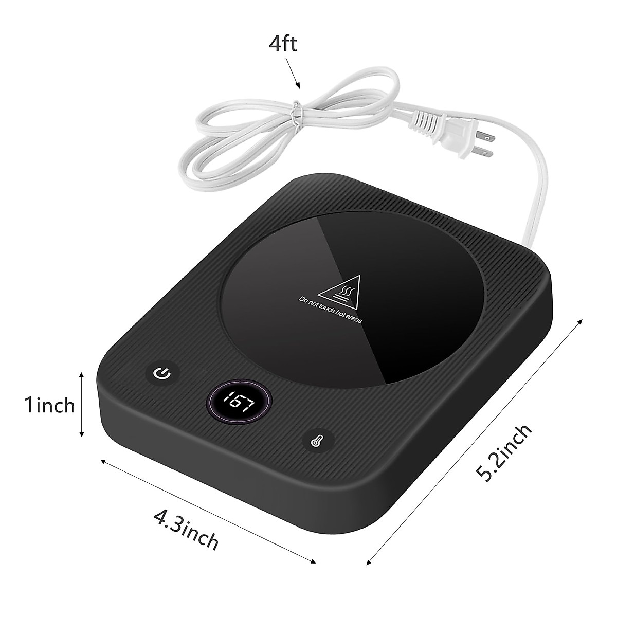 Coffee Mug Warmer for Desk, Coffee Cup Beverage Warmer, 4 Hours Auto Shut-Off Candle Heating Plate for Office, Home and Travel with 3 Temperature (Black)