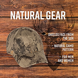 Natural Mesh Back Logo Cap, 6-Panel Baseball Hat, Cotton Cap, Hunting Cap- Natural Gear (Natural Camo)