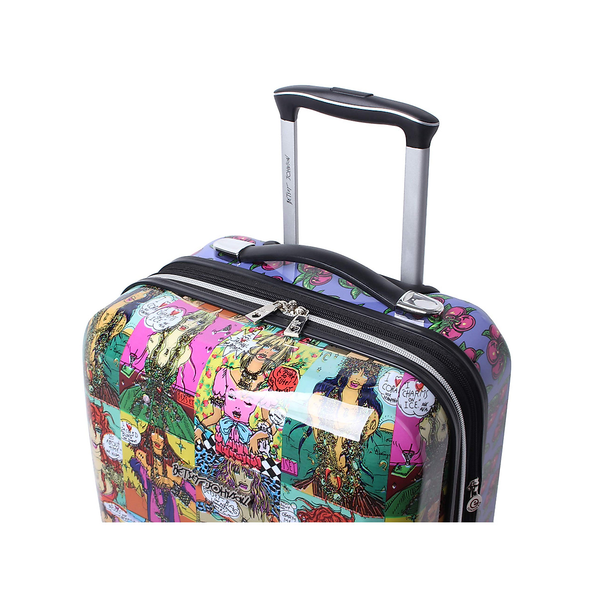 Betsey Johnson Designer 20 Inch Carry On - Expandable (ABS + PC) Hardside Luggage - Lightweight Durable Suitcase With 8-Rolling Spinner Wheels for Women (Girls Print)