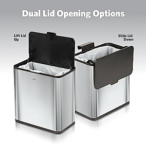 Glad Roomate Stainless Steel Under Counter Trash Can with Clorox Odor Protection | Space Saving Dual Lid Waste Bin for Kitchen Cabinet, Bathroom or Office
