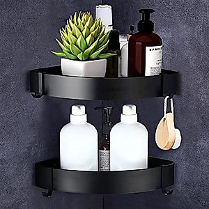 FRABERY 2 Layer Shower Corner Shelves, Adhesive Shelf Shower Organizer, Bathroom Corner Shower Caddy, Wall Corner Shelf-No Drilling (Height:1.38inch)