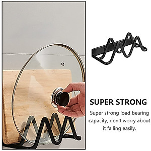 Cabilock Pot Lid Rack Wall Mounted Adhesive Pan Pot Cover Storage Rack Shelf Chopping Board Holder Drain Rack for Kitchen Home