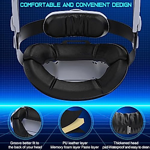 Comfort-Head-Strap Compatible with Oculus-Quest 2, Replacement for Mate-Quest 2 Elite-Strap, Super Soft and Skin Friendly PU Surface, Adjustable,Enhanced Support and Comfort in VR Headset（No Battery）