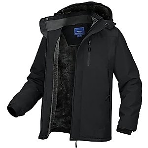 Rapoo Winter Jackets for Men Winter Coats for Men Rain Waterproof Windbreaker Jackets Coats for Men Mens Fleece Warm Snowboard Ski Snow Military Tactical Jacket Coats Black S