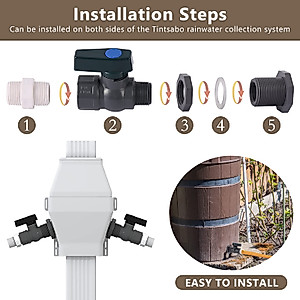 Tintsabo Rain Barrel Diverter Kit, Rainwater Collection System with Rain Barrel Spigot, Rain Barrel Diverter Fits for 2x3 or 3x4 Inch Downspout Diverter, Filtering Large Debris