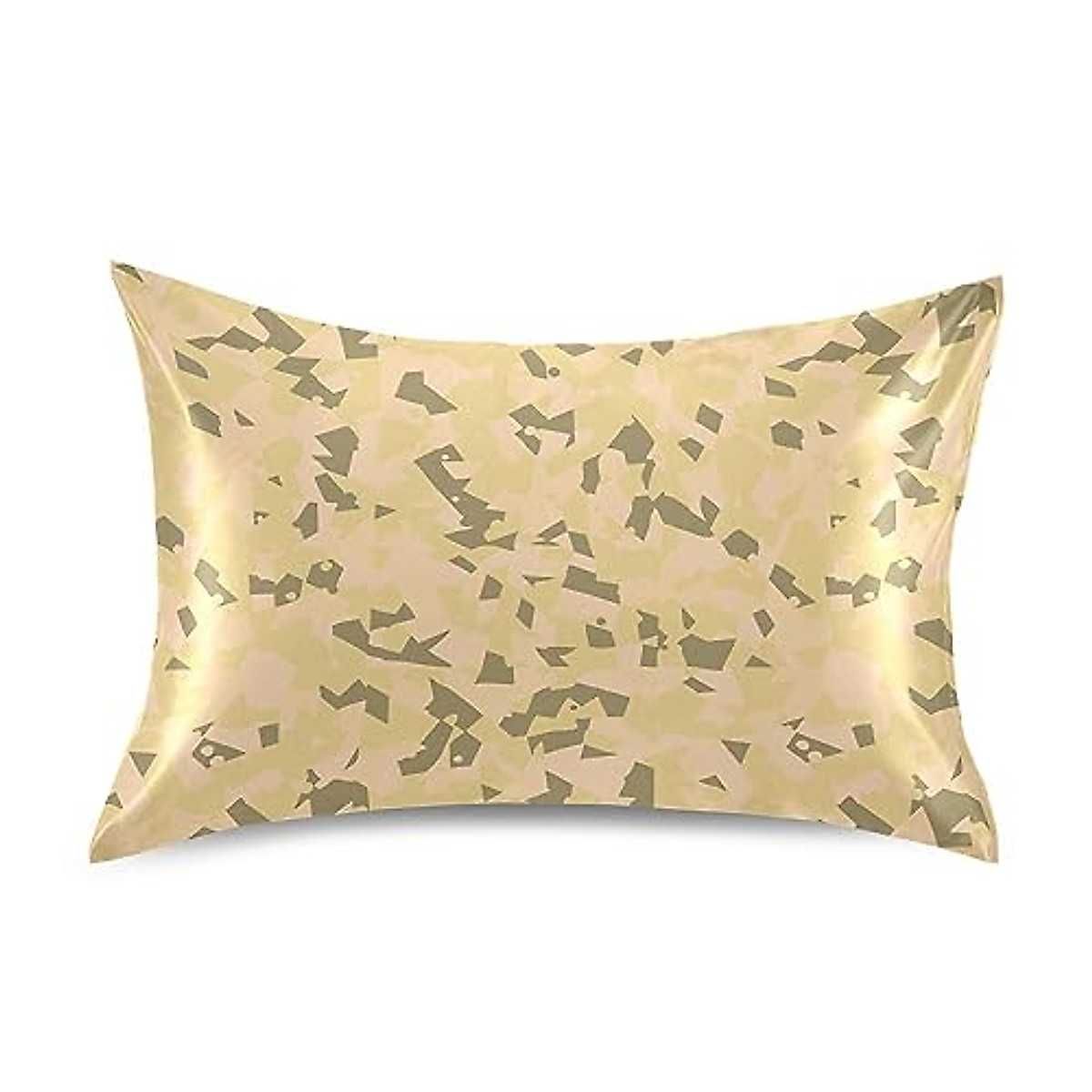 Desert Camouflage Khaki Pillow Covers Silk Pillowcase for Hair and Skin Soft Smooth Breathable Cooling Satin Pillowcase Standard Size Pillow Case for Bedroom Bed Women Boys Girls (20x30 Inch)