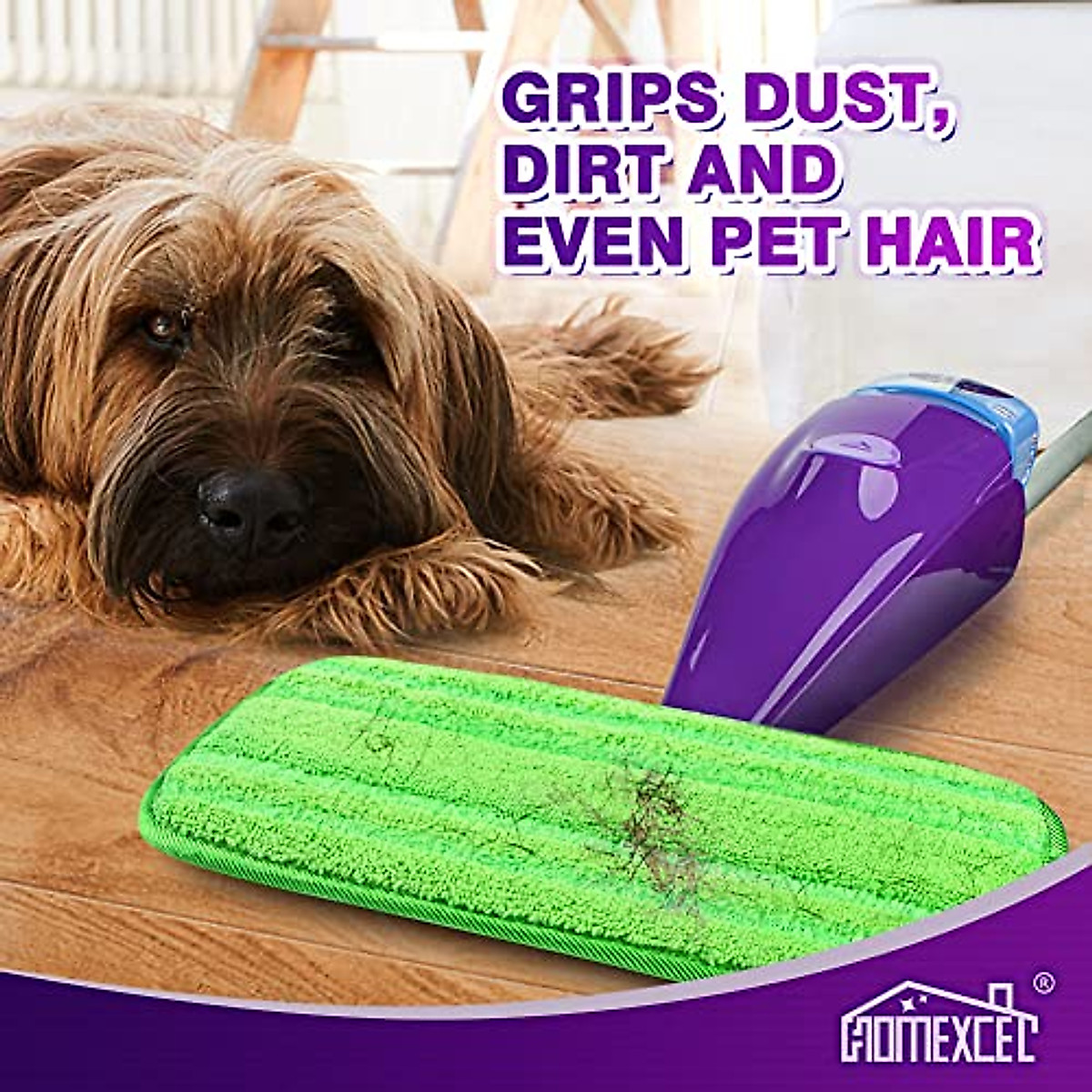 HOMEXCEL Microfiber Mop Pads Compatible with Swiffer Wet Jet,Reusable Machine Washable Swiffer WetJet Mop Pad Refills,Mop Head Replacements for Multi Surface Wet & Dry Cleaning,Pack of 2