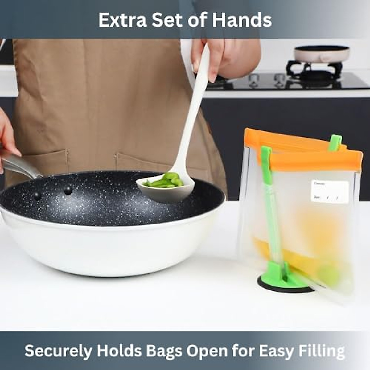 MHSEcoFriendly Meal Prep Storage Kit - 15 Reusable Freezer Bags, Baggy Rack, & 20 Strong Freezer Labels | BPA-Free, Leakproof, & Multipurpose Food Storage