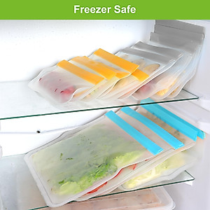 Moretoes Reusable Bags, 12 Pack Food Storage Bags Silicone Bags Reusable Storage, 3 Gallon Bags, 5 Reusable Sandwich Bags, 4 Snack Bags