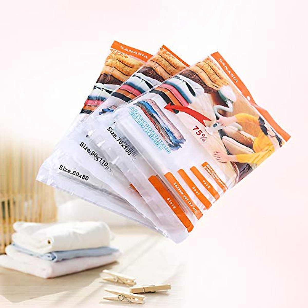 5Pcs Travel Clothes Compression Storage Bag Vacuum Compress Bag Vacuum Storage Bag Save Space Saving Seal Quilts Clothes Holder Organizer(100 x 70cm / 39 x 27.6inch)