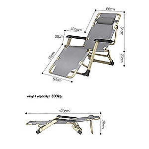 Oversize XL Reclining Chair Folding Zero Gravity Lounge Chair Deck Chairs Cotton Cushion for Garden Outdoor Patio Sun Loungers Bed Recliner Loading up to 300kg with Head Pillow in Gray