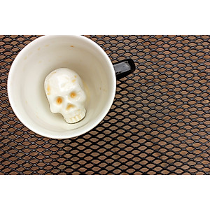 Creature Cups SKULL Ceramic Cup (11 Ounce, Black Exterior) | Hidden 3D Creature Inside Mug Emerges As You Drink | Spooky Creepy Coffee & Tea Cup