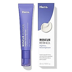 Hero Cosmetics Rescue Retinol Nighttime Renewing Cream - Helps With the Look of Uneven Texture and Post-Blemish Marks - Gentle, Non-Drying Formula, Introduction Retinol - Safe for Sensitive Skin (30 ml)