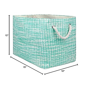 DII Woven Paper Storage Bin, Tweed, Aqua, Medium