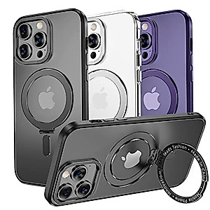 MAGIC JOHN Magnetic Case for iPhone 14 Pro Max Phone Case [Compatible with Magsafe] [with Magnetic Mental Stand][Military Grade Shockproof][Anti Yellowing],Black