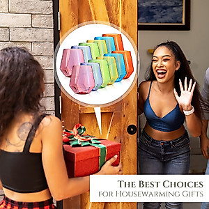 Gerrii 12 Pcs Diamond Stemless Glasses Unbreakable Plastic Wine Glasses 12 oz Reusable Whiskey Glass Stemless Drinking Glasses for Wine Cocktail and Home Dining Wedding Party Kitchen, 6 Colors