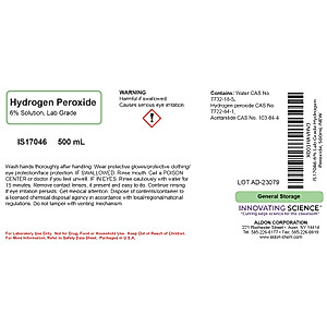 ALDON Innovating Science Hydrogen Peroxide 6% Solution, 500mL - Laboratory Grade - The Curated Chemical Collection