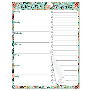 Weekly Meal Planner - Grocery List Magnetic Notepads 7" x 9" Meal Planning Pad with Tear Off Shopping List for Convenient Shopping - Notepad with Magnet for Refrigerator or Desk