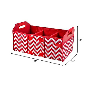 Picnic at Ascot Original Folding Trunk Organizer With Cooler, Red Chevron