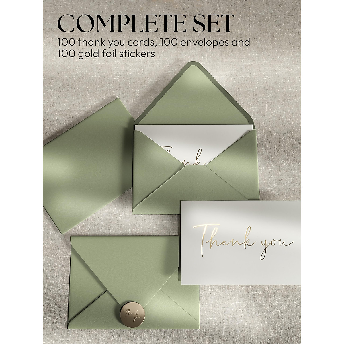 Thank You Cards With Envelopes - Thank You Notes With Envelopes Set of 100 - Wedding Thank You Cards With Envelopes Bulk - Baby Shower Thank You Cards With Envelopes - Blank Thank You Cards Bulk - 4x6