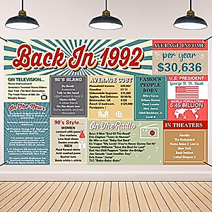Vlipoeasn 31st Birthday Decorations for Men Women, Back in 1992 Colorful Backdrop Banner Wedding Anniversary Party Decorations Supplies, 31 Years Old Vintage 1992 Poster Background