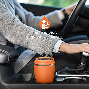 Ideus 14oz Stainless Steel Leak Proof Tumbler, Insulated Coffee Mug with Lid and Straw, Spill Proof Travel Coffee Cup, Double Wall Vacuum Flask for Adult Men and Women, Orange Tiger