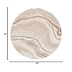 SAFAVIEH Fifth Avenue Collection Area Rug - 8' Round, Beige & Ivory, Handmade Mid-Century Modern Abstract New Zealand Wool, Ideal for High Traffic Areas in Living Room, Bedroom (FTV121B)