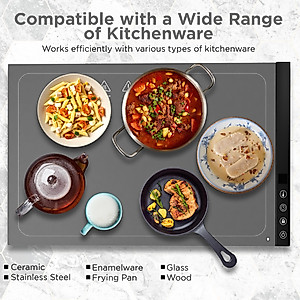Electric Warming Tray Dark Gray Color - Nano Silicone Food Warm Mat with 6 Temperature Setting & Full Surface Heating