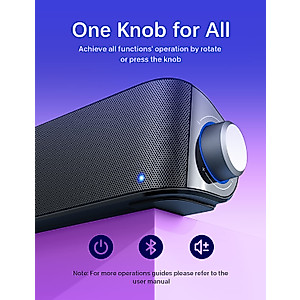 Computer Speakers, HiFi Sound Quality Computer Sound Bar, USB Powered PC Speakers, Bluetooth 5.0 and 3.5mm Aux-in Computer Speakers for Desktop, Laptops, PCs, Phones, Tablets, Xbox, Gaming Speakers