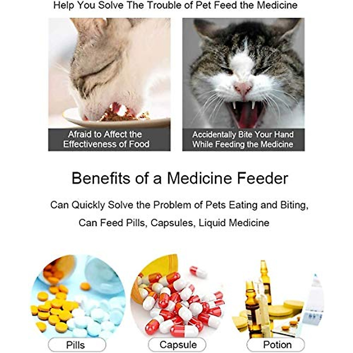 QIYADIN Cat Pill Shooter Pet Piller Gun Dog Pill Shooter Cat Tablet Soft Tip Syringe Pet Medical Feeding Dispenser Tool for Small Animal