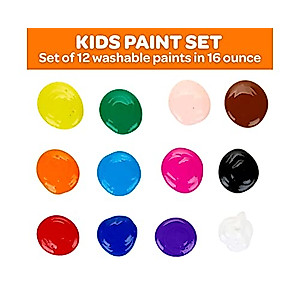 Crayola Washable Paint, 12 Count, Kids Non Toxic Paint Set, School Supplies, Assorted Colors, 16 Oz
