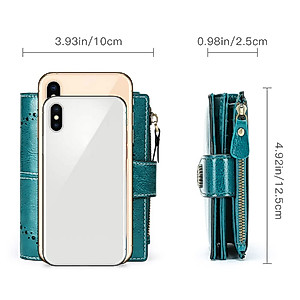 SENDEFN Small Womens Wallet Leather Bifold Card Holder RFID Blocking with Zipper Coin Pocket