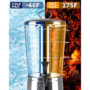 WantJoin Beverage Dispenser With Stand, Drink Dispenser for Party, Stainless Steel Water Jar Dispenser with Ice Container, Spigot, Drink Jar Jug For Home Parties, Clear Acrylic, 2-GALLONS 8-L