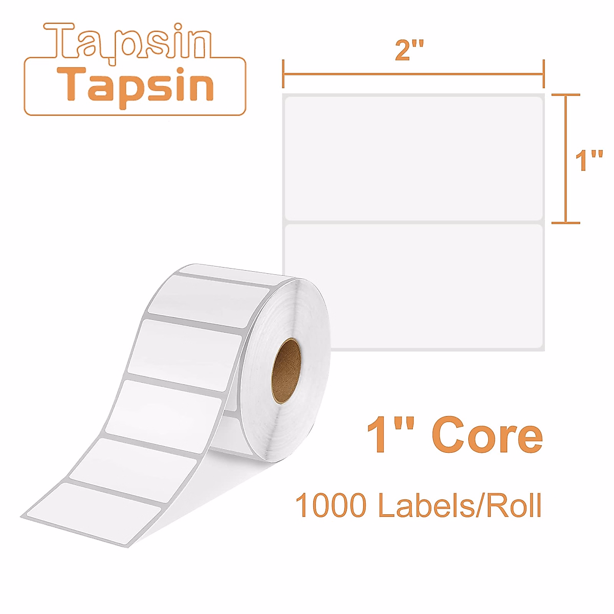 Tapsin 2" X 1” Direct Thermal Labels - Address Labels Compatible with Roll & Zebra Desktop Label Printers for Shipping Address Mailing Barcode Labels (1000 Labels/Roll, 1 Roll)