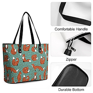 Womens Handbag Animal Foxes Leather Tote Bag Top Handle Satchel Bags For Lady