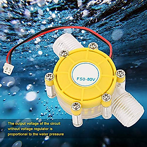 Water Generator, 5-80V DC Micro Water Turbine Generator, F50 Micro-hydro Generator DC Water Flow Pump Turbine,Yellow,Voltage Optional(F50 80V)
