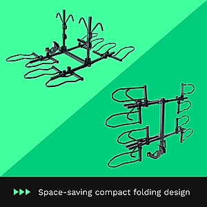 KAC Bike Rack for Car, SUV, Hatchback Mount - 2" Anti-Wobble Rachet Hitch for 4 Bikes - Heavy Duty Bicycle Carrier, Easy to Assemble/Install - Tire & Frame Stramps Included
