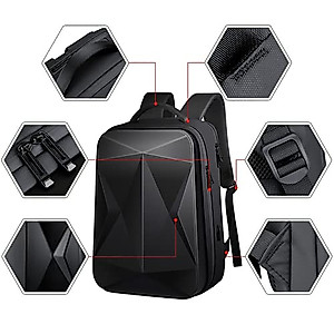 SOLOAD Hard Shell Laptop Backpack 17 Inch Business Gaming Backpack Waterproof with USB Charging Port (Hard Shell Black)