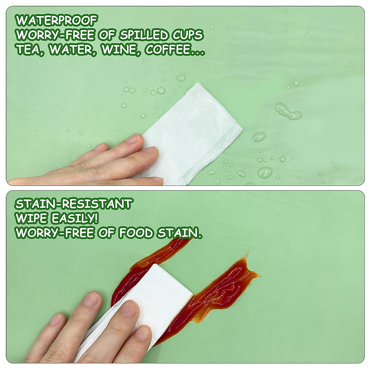 Urnseh Sage Green Tablecloth, 3pcs Plastic Table Cloth Disposable 54" x 108" Tablecloths for Rectangle Tables, Baby Shower Party Tablecovers Decorations, Table Cover for BBQ Birthday Wedding