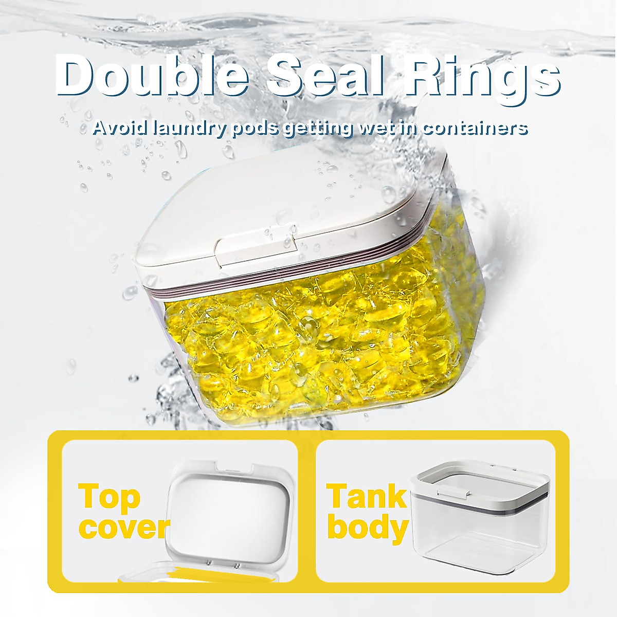 LivLab Laundry Pod Container with Lid, 200 Capacity for Laundry Room Organization, Laundry Detergent Dispenser, Translucent White (200 Pods)