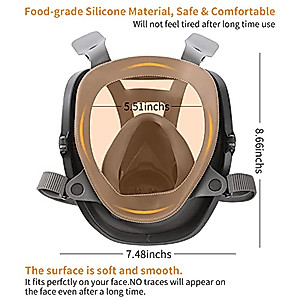 DBYUSB 19in1 Reusable Full Face Respirator Dust-proof Face Cover,Full Face Cover,Protect Against Gas,Paint,Dust,Chemicals and Other Work Protection