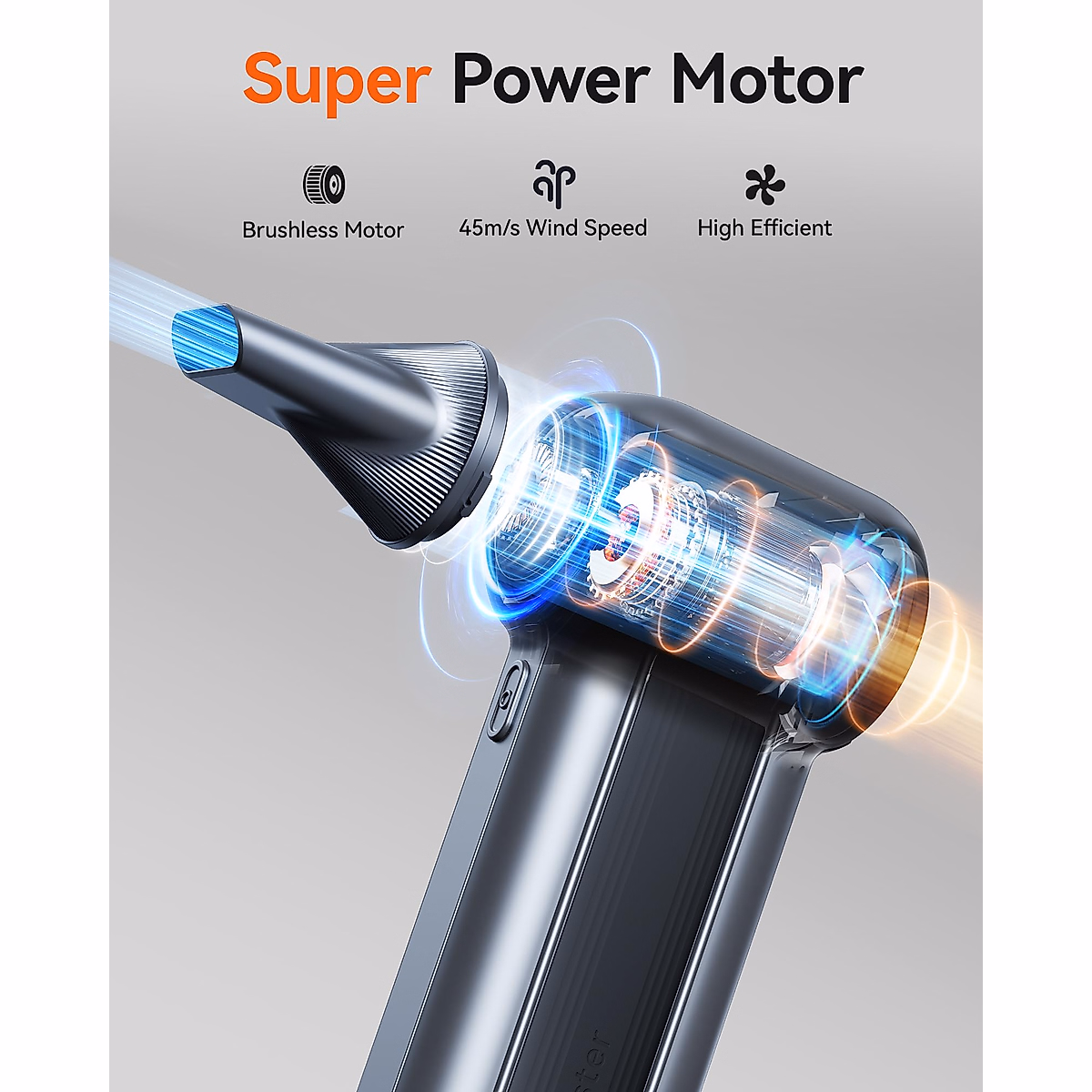 WOLFBOX MF100 Electric Air Duster-150000RPM Super Power Cordless Air Duster, Rechargeable Brushless Motor Durable Blower, 3-Gear Adjustable Dust Blower for Computer, Keyboard, Outdoor, House and Car