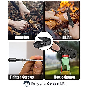 GODCRAE Gifts for Men Dad, Pocket Multitool Knife with 1/4-Inch Hex Drive, 2 Flathead Bits 2 Crosshead Bits Whetstone Unique Gifts for Christma Birthday Valentines Day Fathers Day