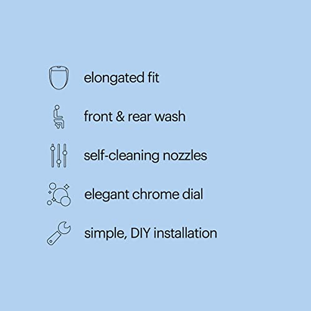 Brondell Bidet Toilet Seat Non-Electric Swash Ecoseat, Fits Elongated Toilets, White - Dual Nozzle System, Ambient Water Temperature - Bidet with Easy Installation