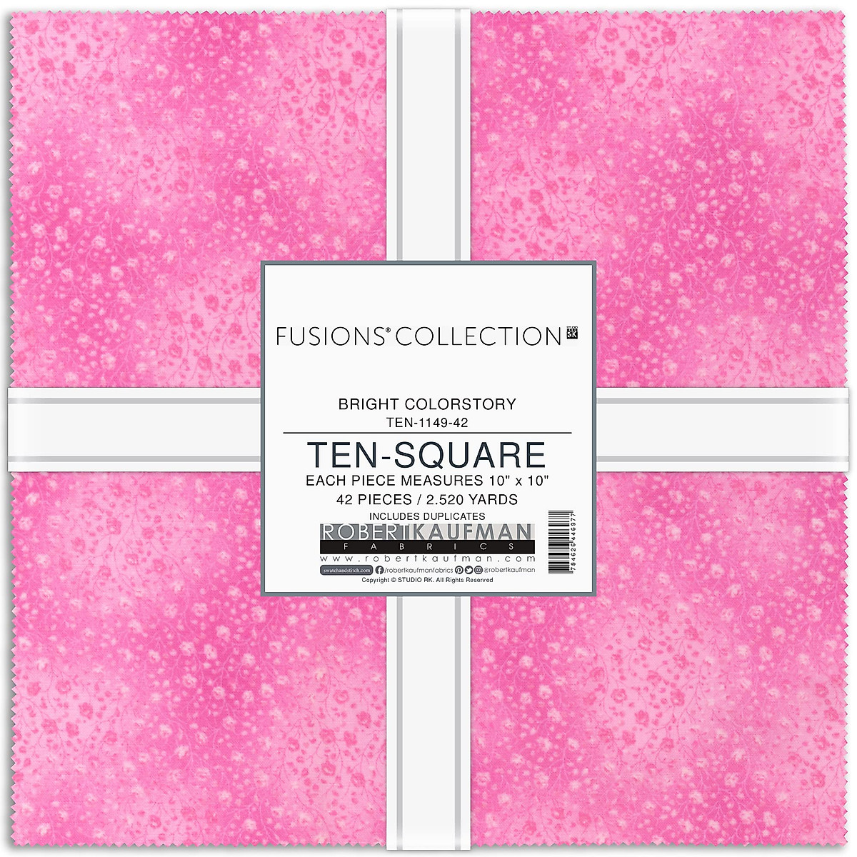 Fusions Bright Ten Square 42 10-inch Squares Layer Cake Robert Kaufman Fabrics TEN-1149-42