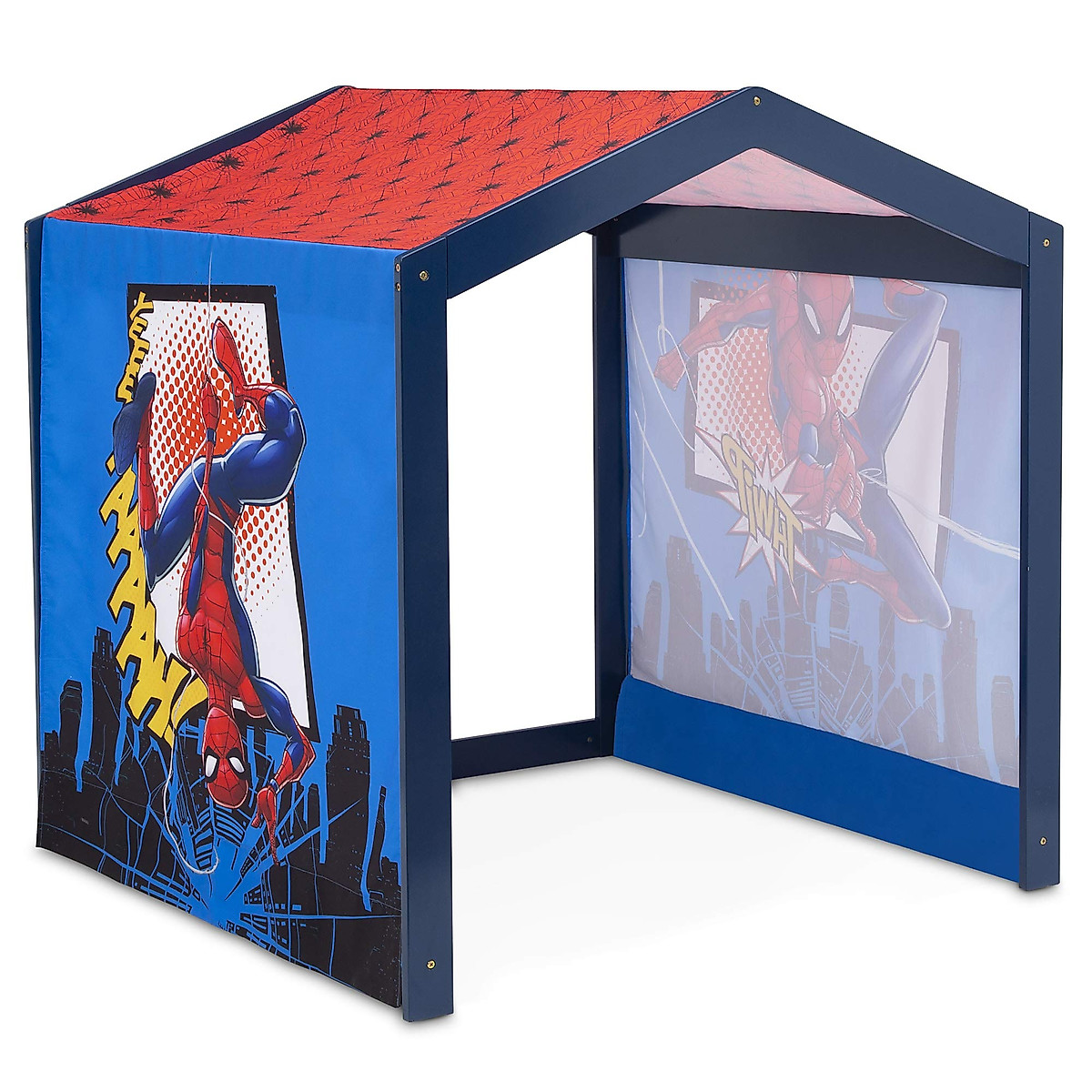 Marvel Spider-Man Indoor Playhouse with Fabric Tent for Boys and Girls by Delta Children, Great Sleep or Play Area for Kids - Fits Toddler Bed, Greenguard Gold Certified