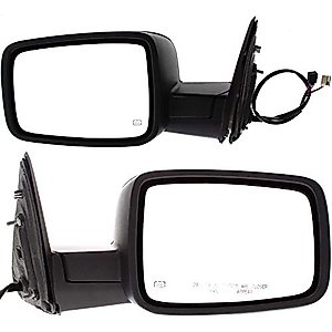 Kool Vue Left & Right Power Heated Door Mirrors Compatible With Dodge Ram 1500 2009 With Signal Light & Puddle Lamp; Without Memory Textured Pair